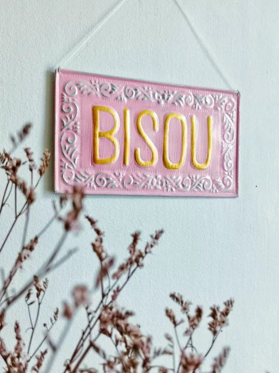 BISOU | Plaque décorative ROSE en métal - Perle de KaOlin